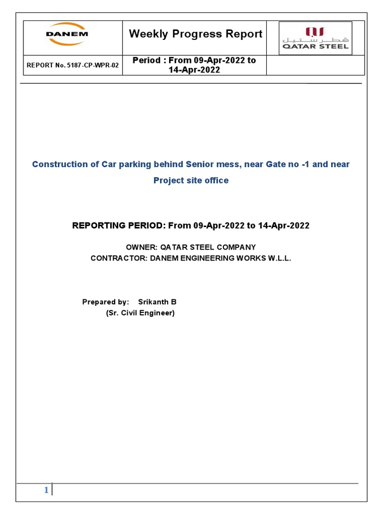 Car Parking Weekly Report-001 (09 Apr 22 - 14 Apr 2022) | PDF