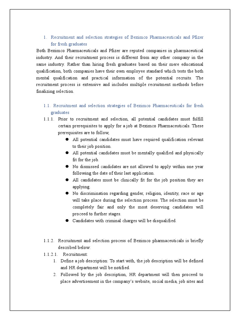 Recruitment and Selection Strategies of Beximco Pharmaceuticals and ...