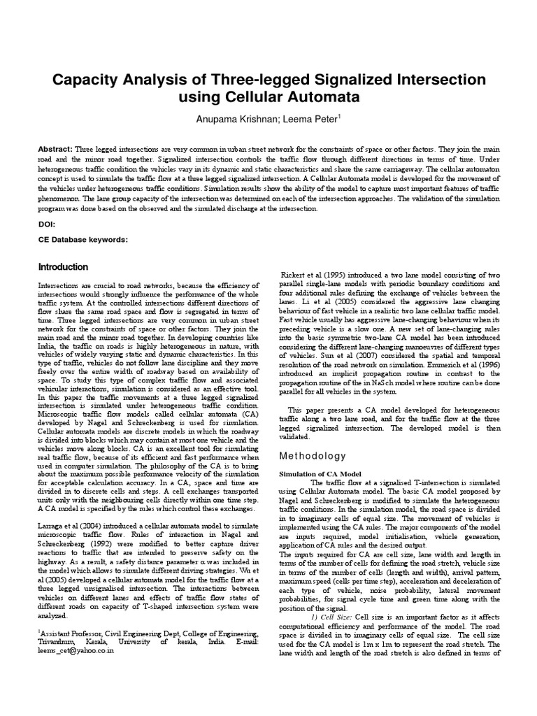 Capacity Analysis of Three-Legged Signalized Intersection | PDF | Traffic | Computer Simulation