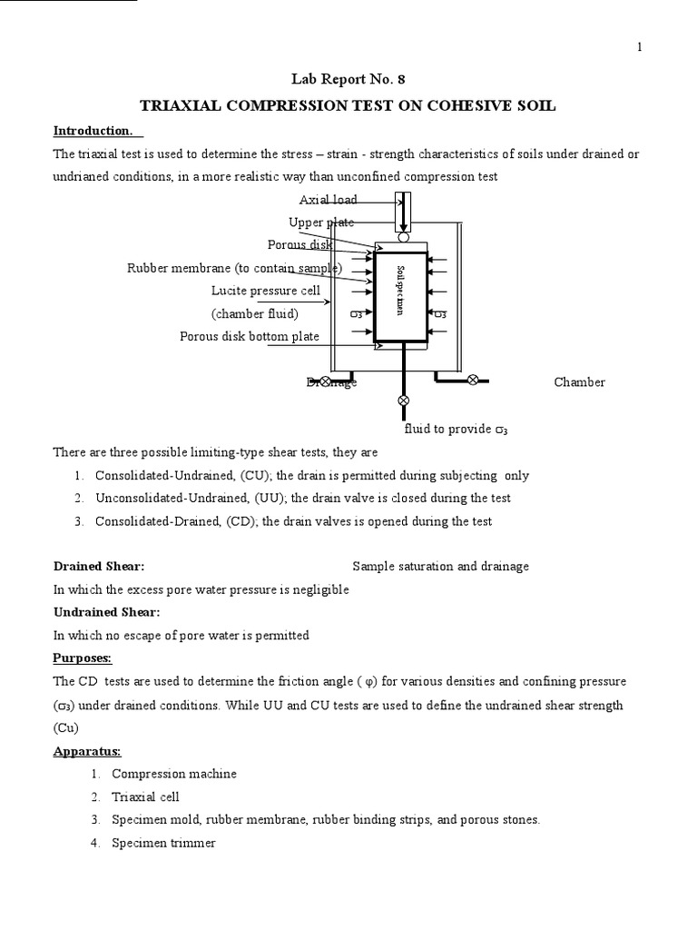 Triaxial Compression Test On Cohesive Soil: Lab Report No | PDF ...