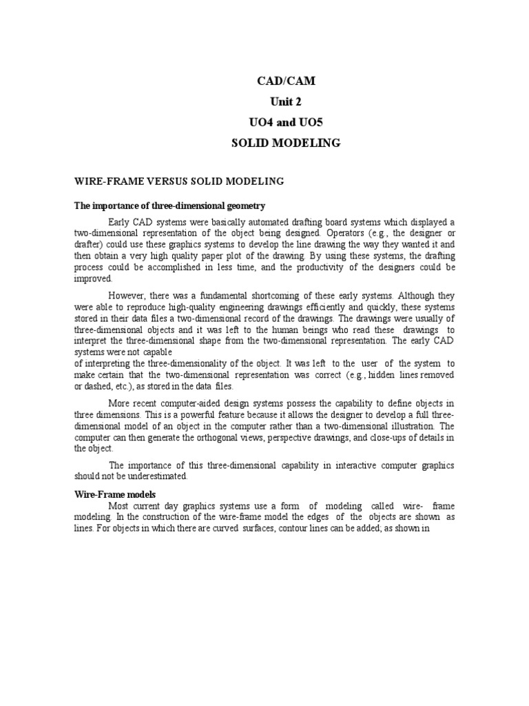 Cad Cam Unit 2 Uo4 and Uo5 | PDF