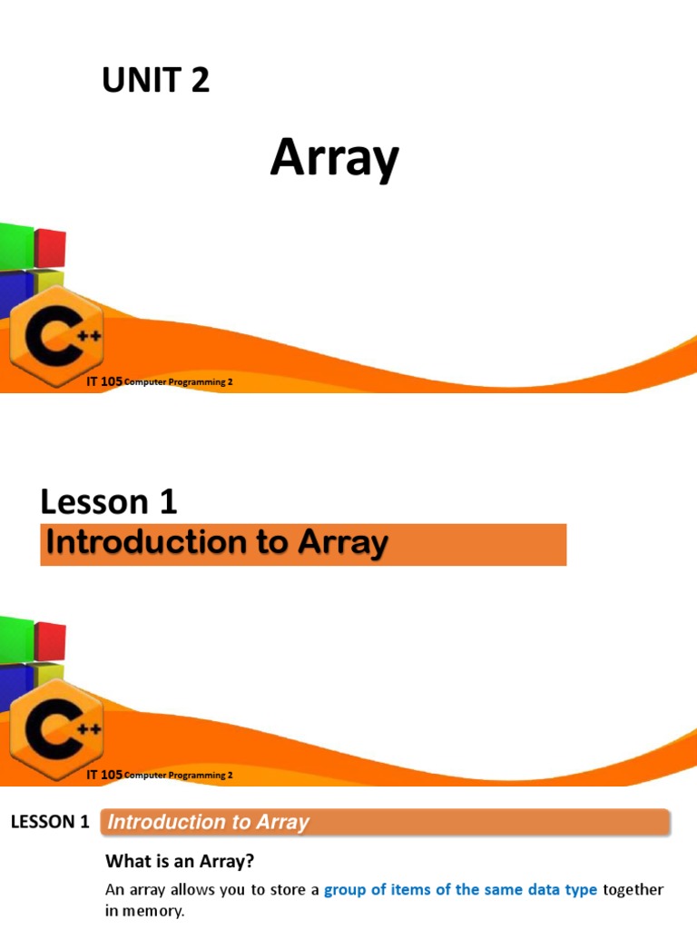 Lesson 1 Introduction To Array Pdf Array Data Structure Variable 0038