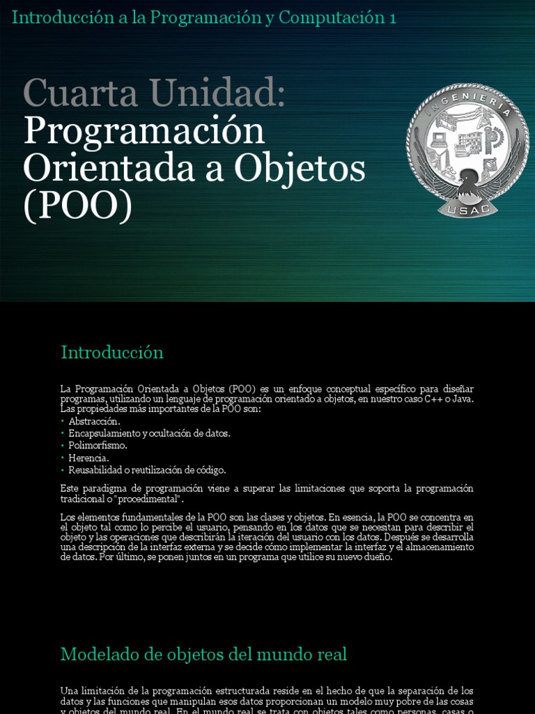 Programación Orientada A Objetos (POO) | PDF | Objeto (informática ...