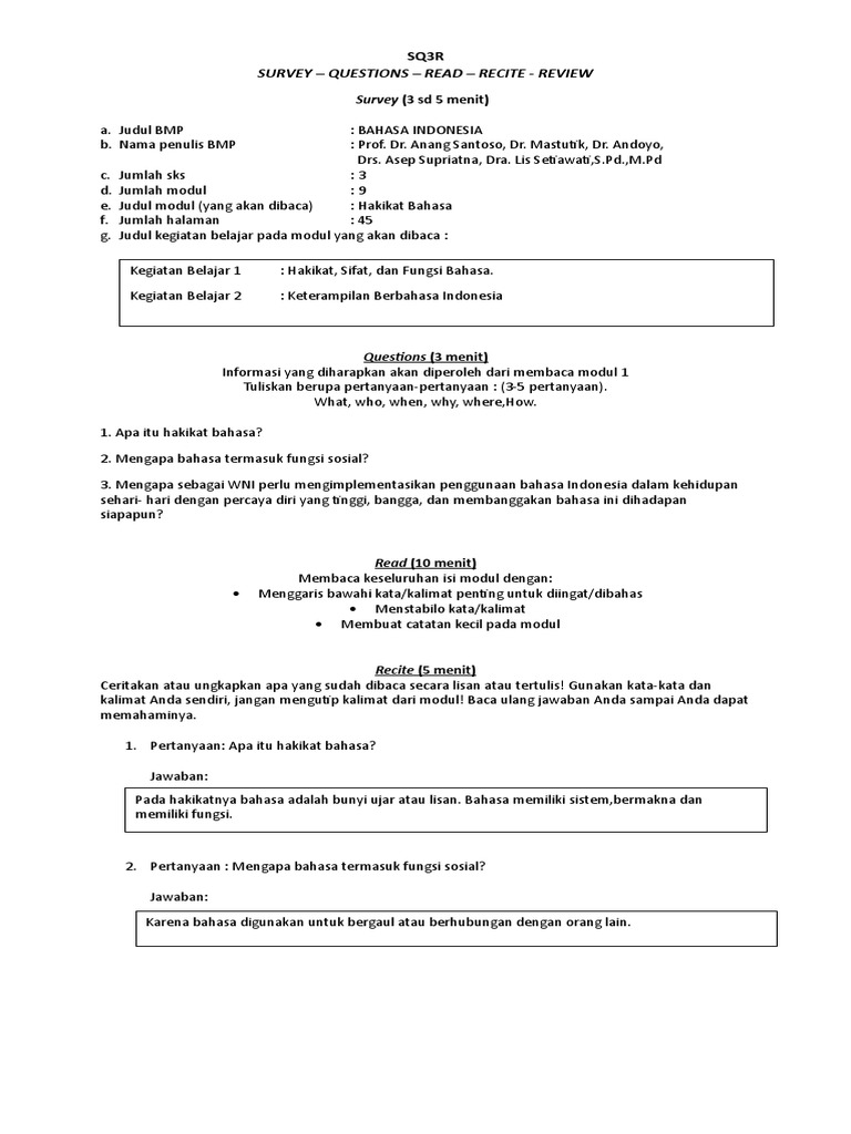 Lembar Kerja Membaca Efektif Dan Merekam Hasil Baca | PDF