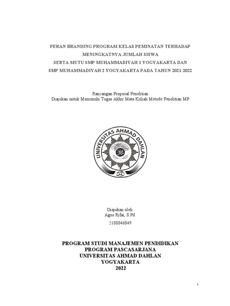 Template Proposal Penelitian Kualitatif S2 MP | PDF