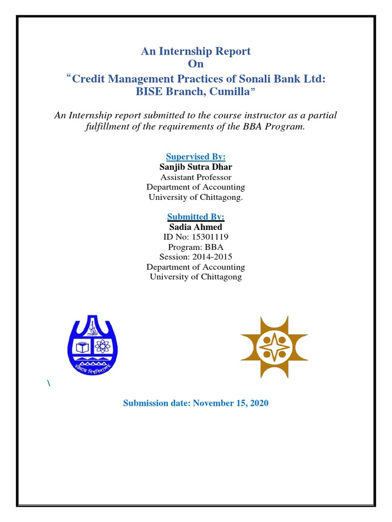 Internship Report On Sonali Bank Limited | PDF | Loans | Banks
