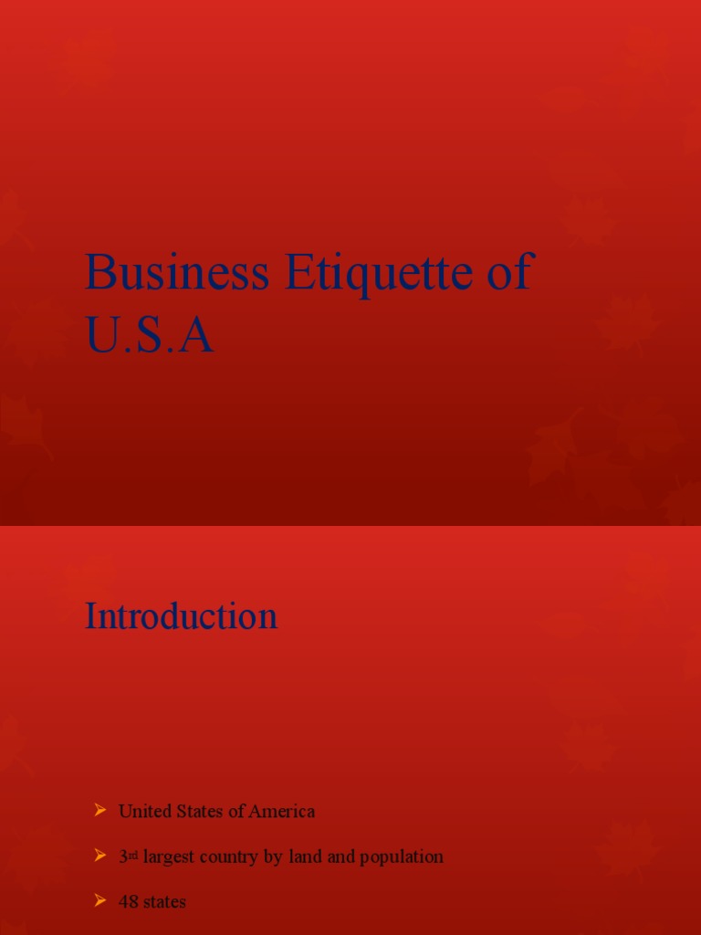 U.S. Business Etiquette Guide | PDF