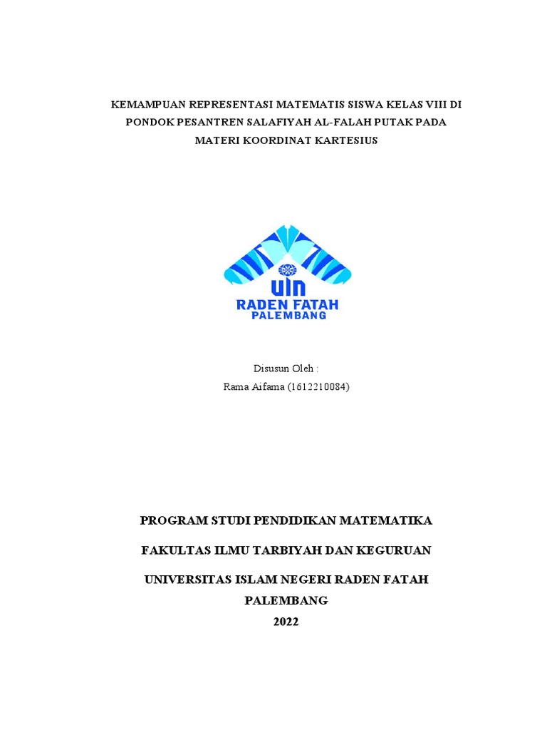 Kemampuan Representasi Matematis Siswa Kelas Viii Di Pondok Pesantren Salafiyah Al-Falah Putak ...