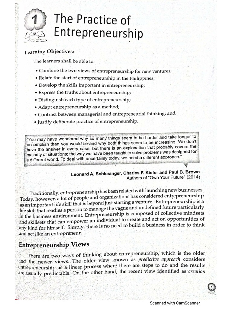 Lesson 1 The Practice of Entrepreneurship | PDF