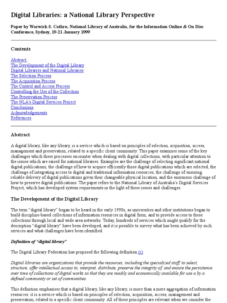 Digital Libraries A National Library Perspective | PDF | Digital ...