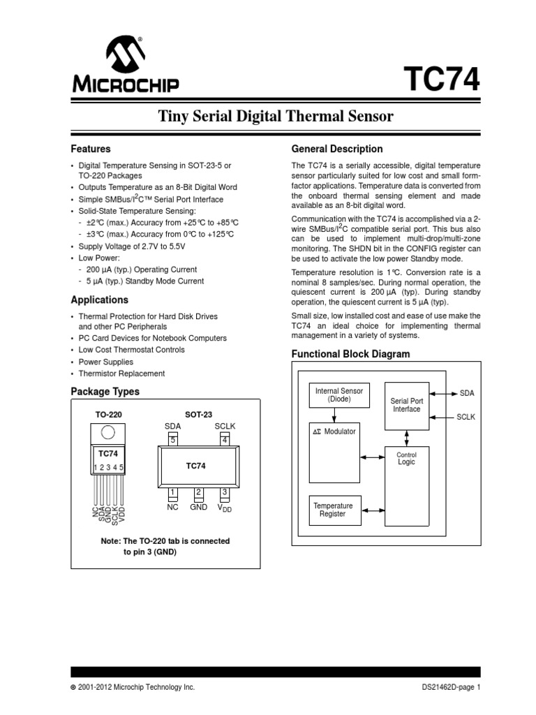 TC74 Datasheet | PDF | Computing | Electrical Engineering