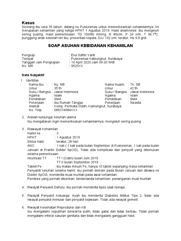 Contoh SOAP Askeb Hamil | PDF