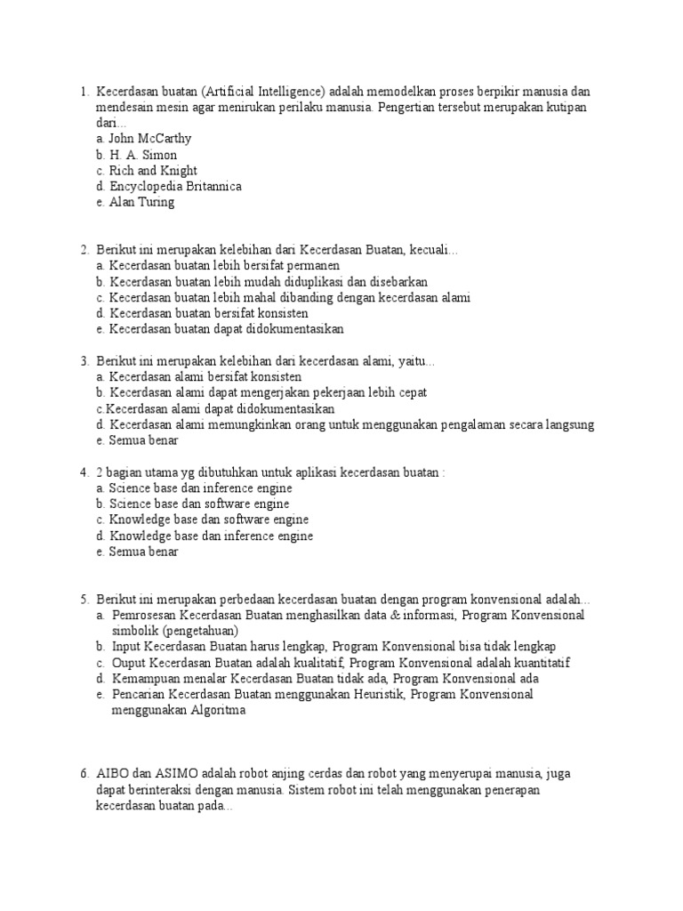 Definisi Kecerdasan Buatan | PDF