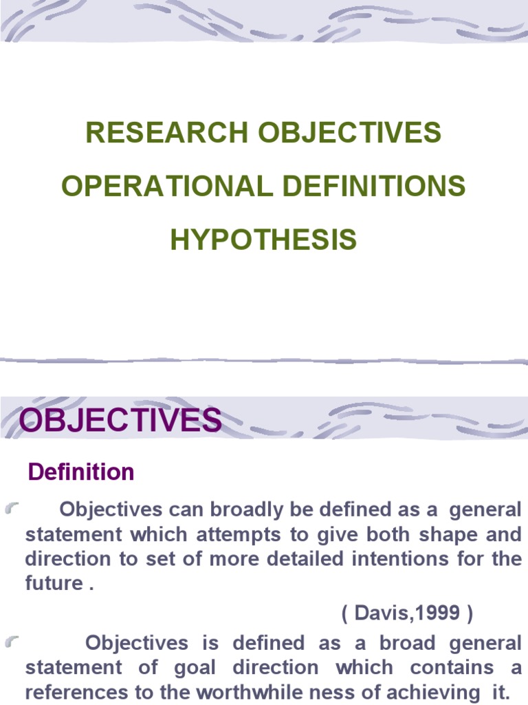 Research Objectives Operational Definitions Hypothesis | Download Free ...