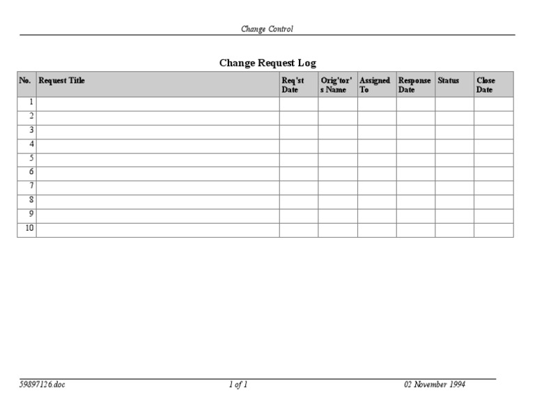 Change Request Log | PDF
