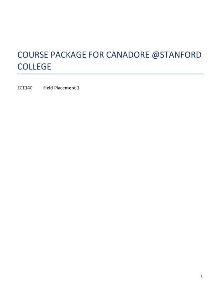 Preparing for Virtual Field Placement: A Detailed Course Package for ECE140 Field Placement 1 ...