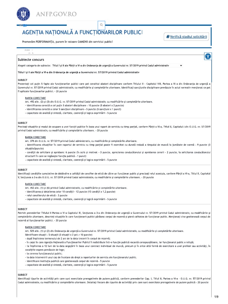 Subiecte Anfp Cod Administrativ | PDF