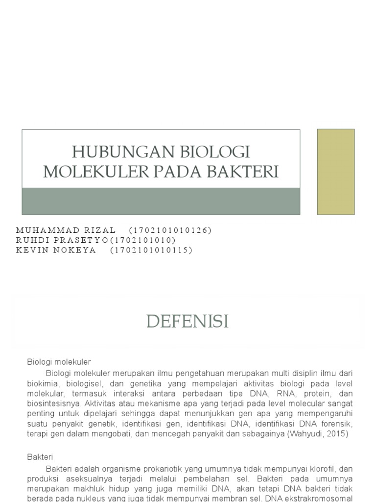 Biologi Molekuler dan Identifikasi Bakteri | PDF