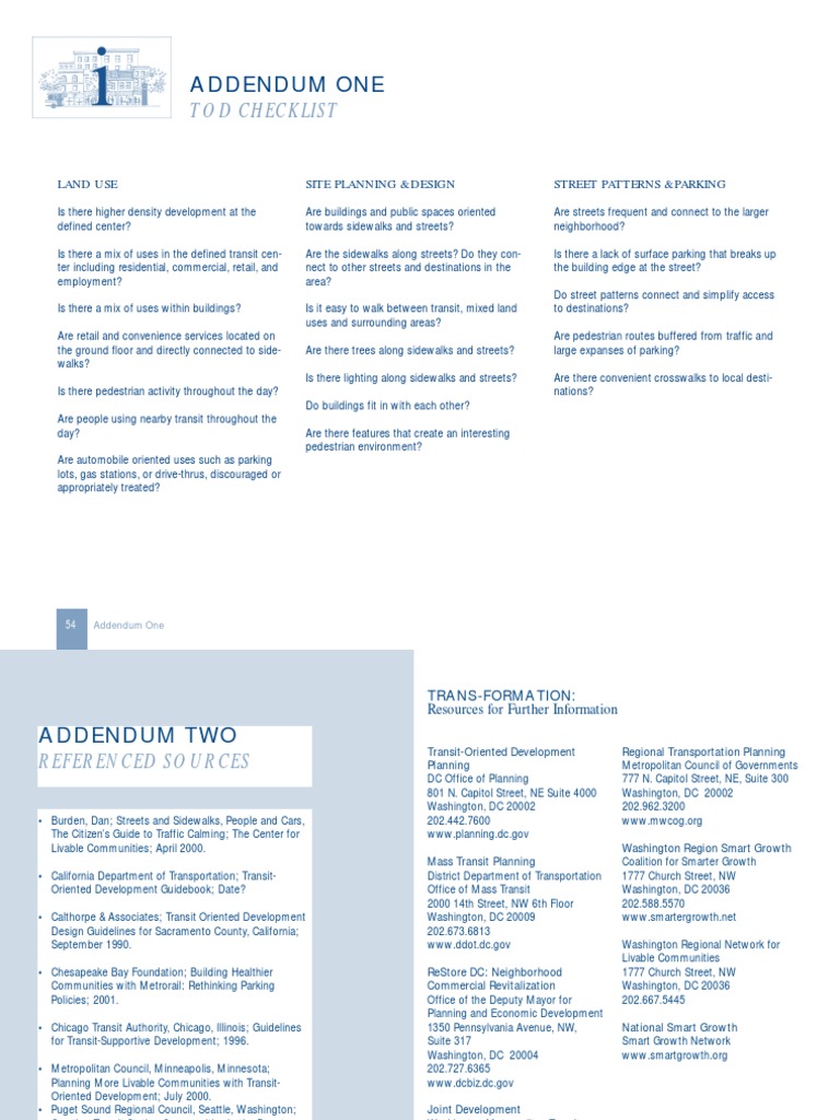 Tod Checklist: Addendum One | PDF | Washington | Transport
