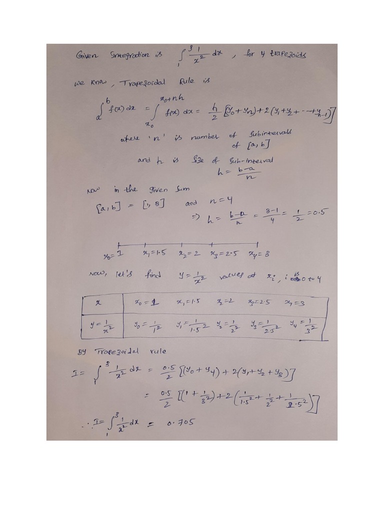 Trapezoidal Rule Solved Example | PDF