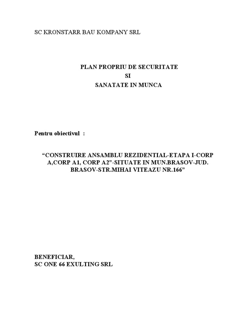 Plan SSM Mihai Viteazu | PDF