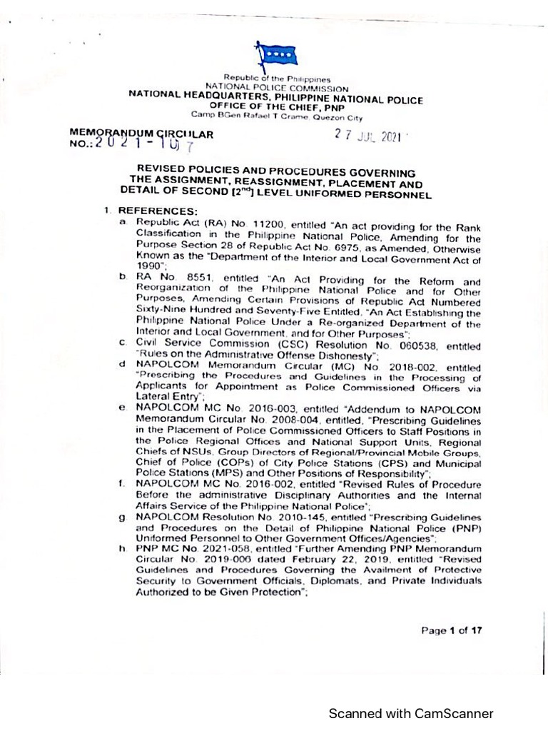 PNP MC 2021-107 Revised Policies and Procedures Governing The ...