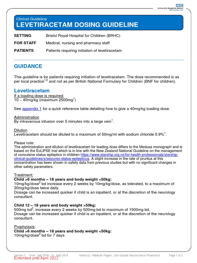 Levetiracetam Dosing Guideline-2 | PDF | Dose (Biochemistry) | Chemistry