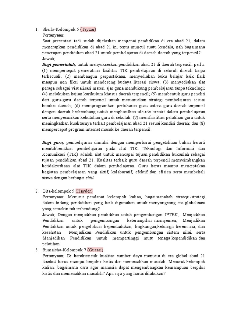 Tanya Jawab Kel 2 | PDF | Karier & Perkembangan