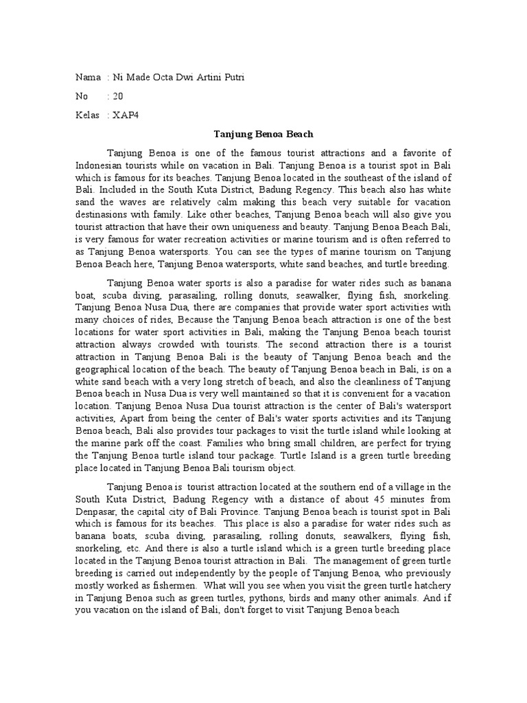 Ni Made Octa Dwi Artini Putri - Teks Deskriptif | PDF | Bali | Tourism