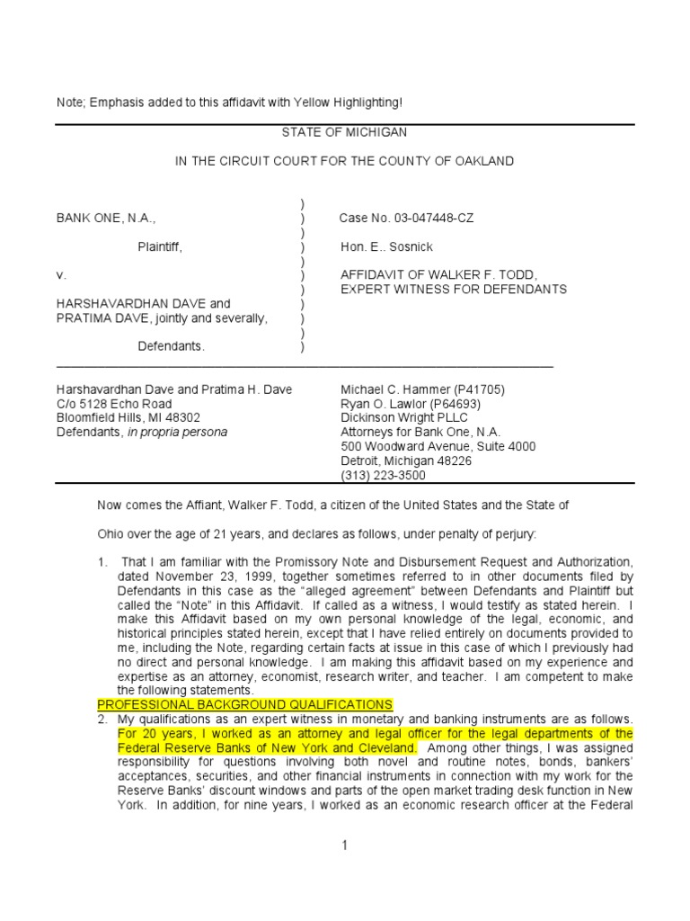 Federal Reserve Affidavit | PDF | Money | Deposit Account