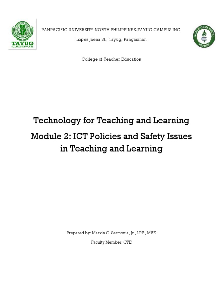 Module 2 Ict Policies And Safe Issues In Teaching And Learning Pdf