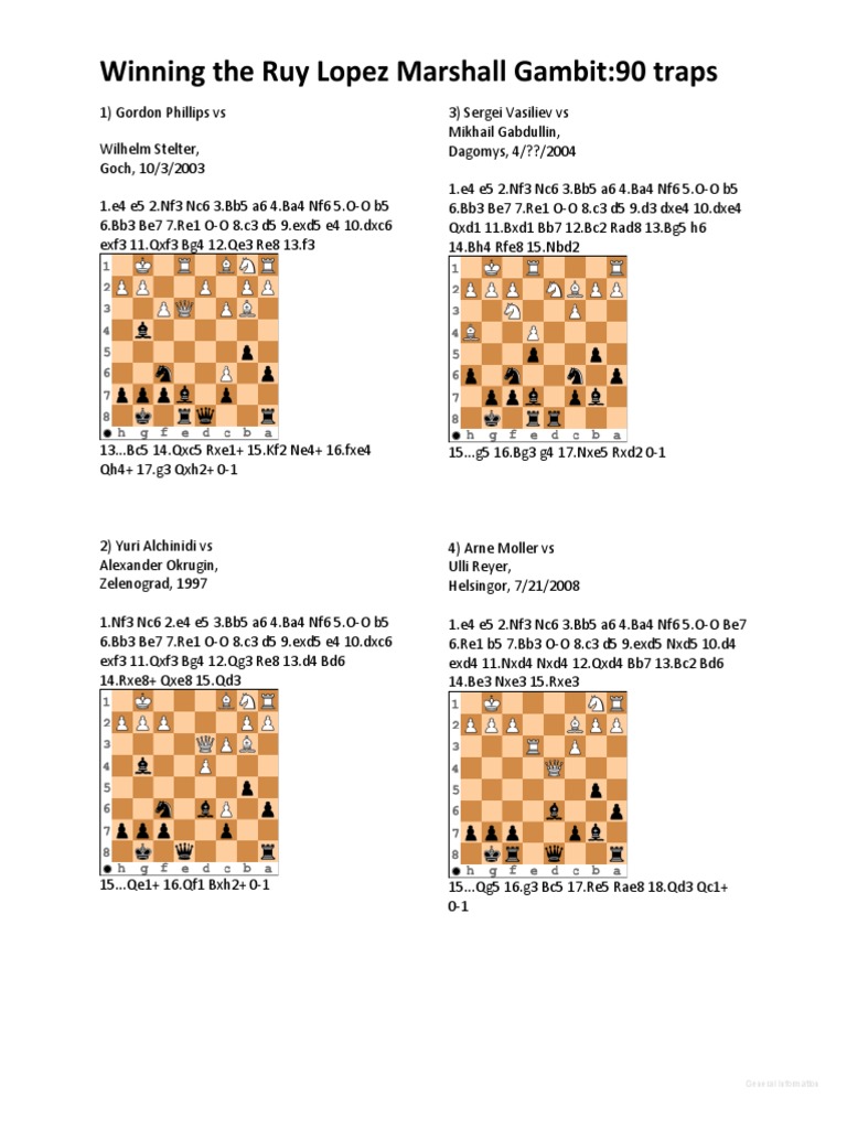 Winning The Ruy Lopez Marshall Gambit:90 Traps: General Information ...