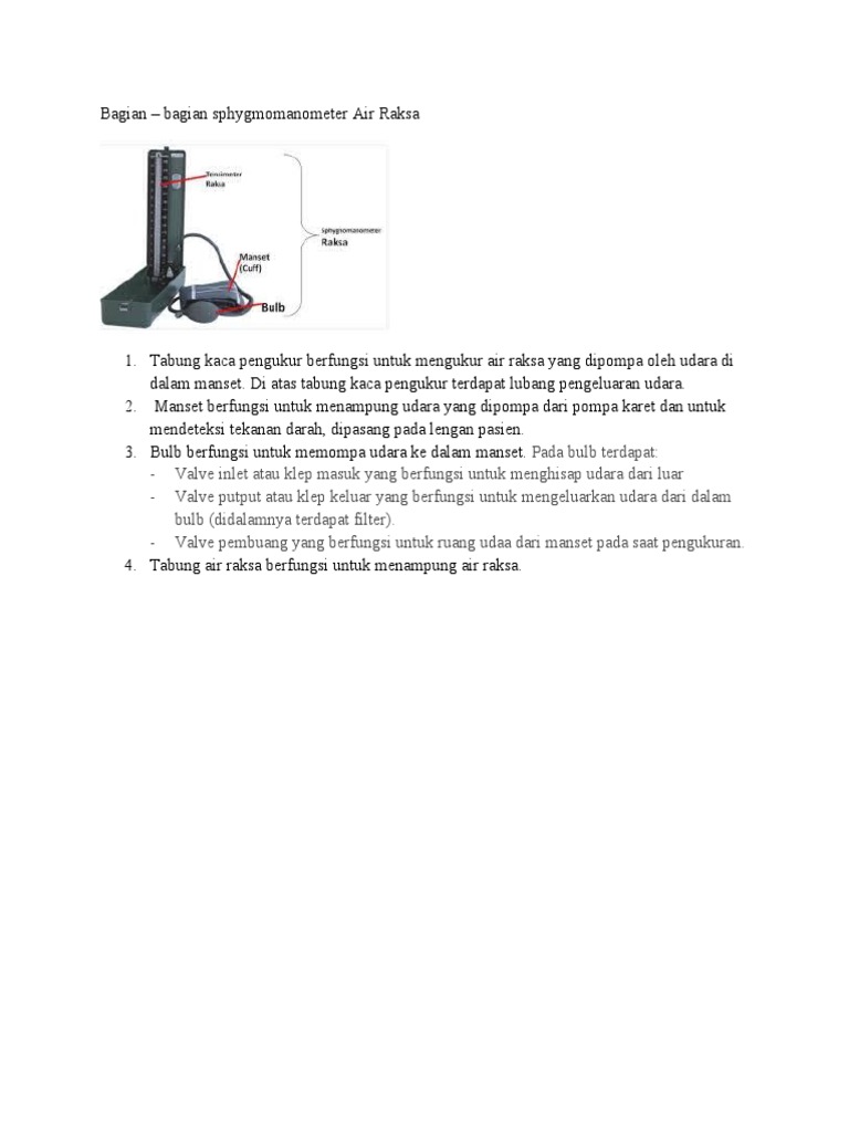 Bagian Bagian Sphygmomanometer | PDF