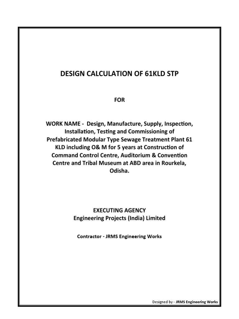 Design Calculation of 61kld STP | PDF | Filtration | Sewage Treatment