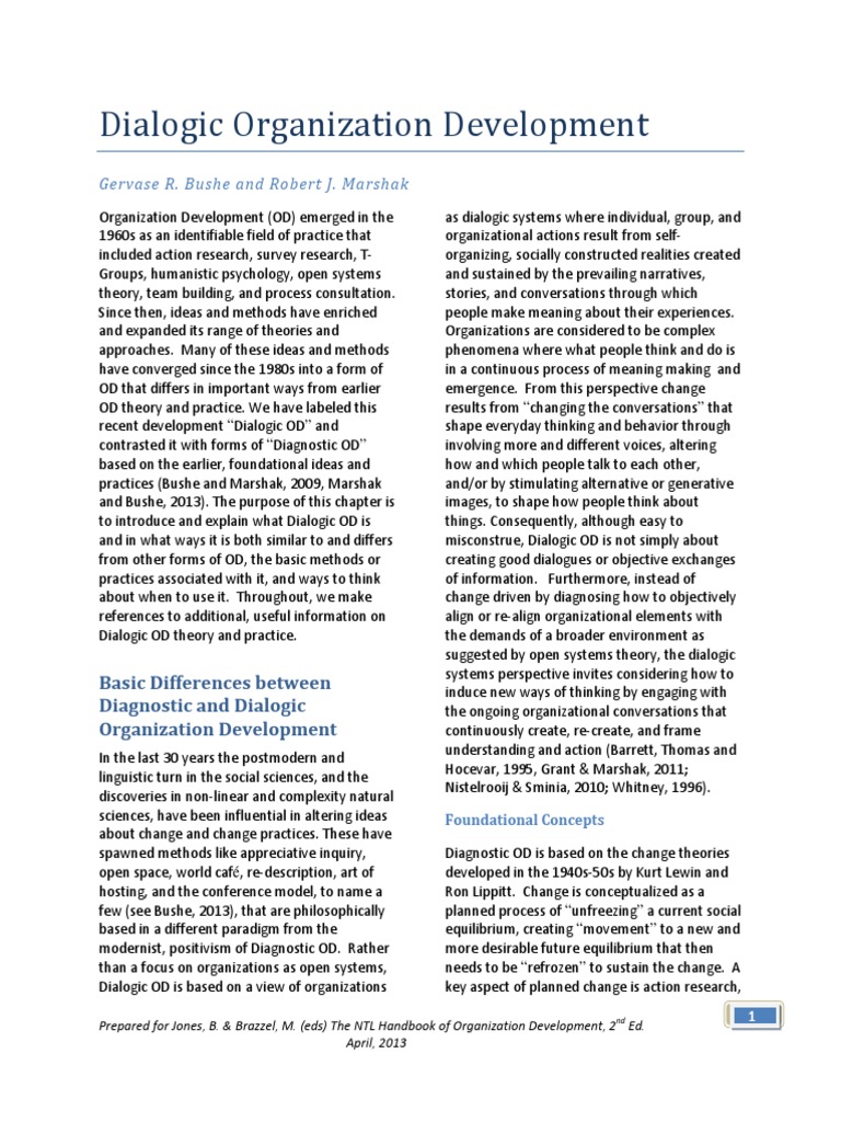 Understanding Dialogic Organization Development | PDF | Organization ...