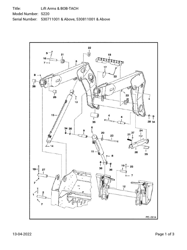 Lift Arms & BOB-TACH - S220 | PDF | Screw | Equipment