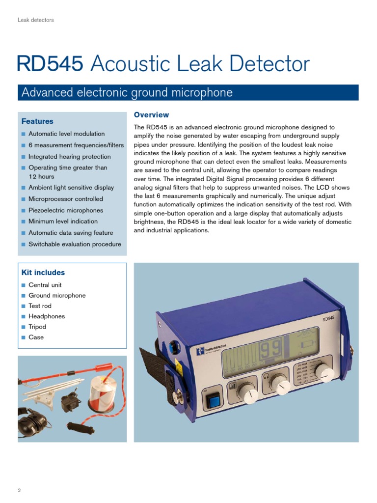 RD545 Acoustic Leak Detector: Advanced Electronic Ground Microphone ...