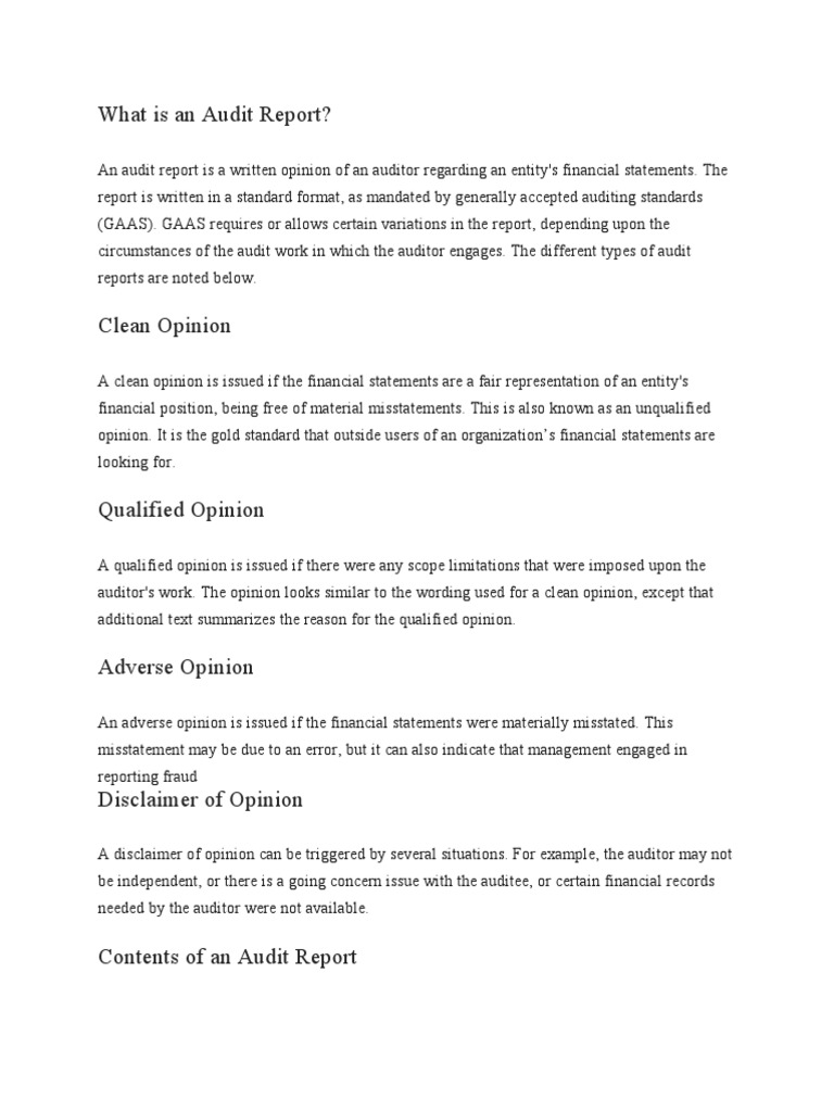 Audit Report | PDF | Auditor's Report | Financial Audit