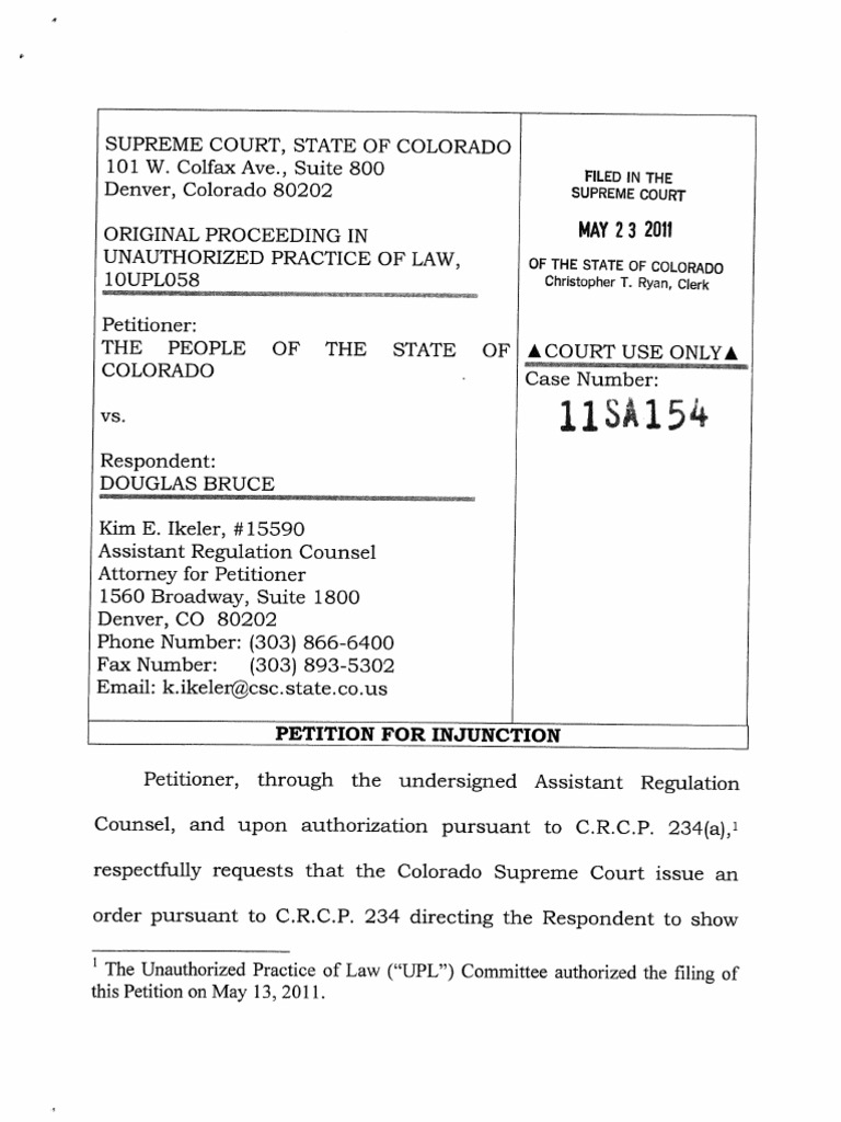 Petition for Injunction | Practice Of Law | Complaint