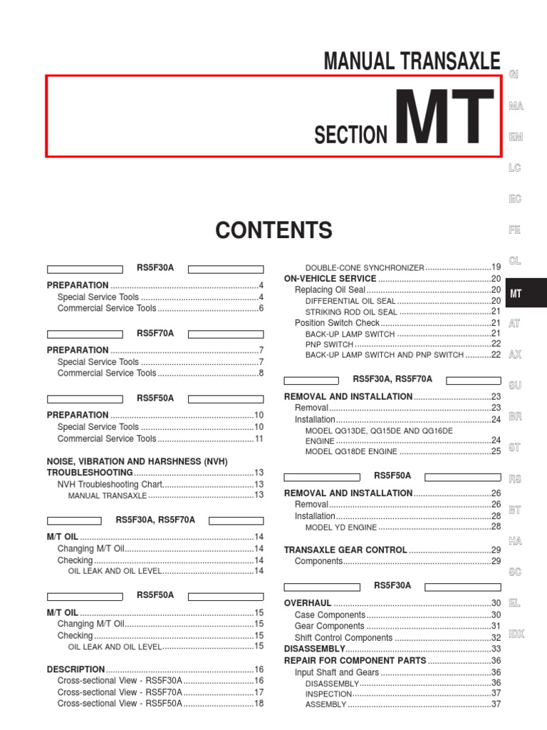Manual Transaxle | PDF | Manual Transmission | Automotive Technologies