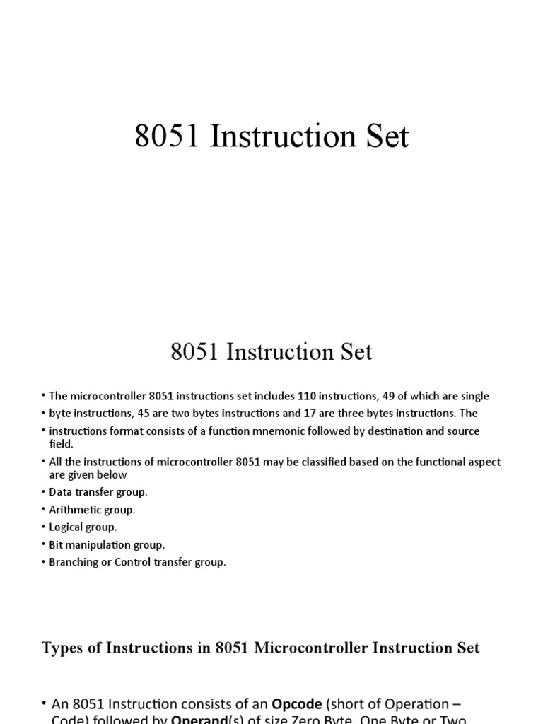 8051 Instruction Set | PDF | Subroutine | Computer Architecture