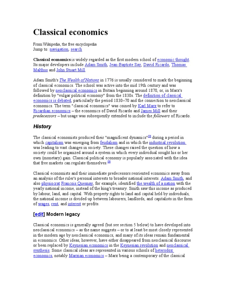 Classical Economics | PDF | Classical Economics | Economic Theories