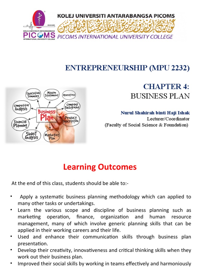 MPU 2232 Chapter 4-Business Plan | PDF | Entrepreneurship | Marketing