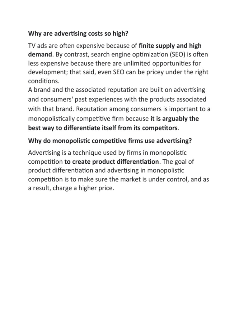 Why Are Advertising Costs So High? Demand. by Contrast, Search Engine ...
