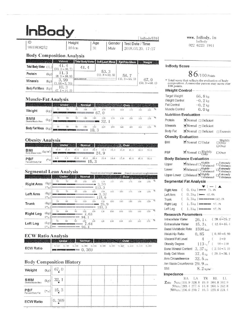 Inbody Sample Report | PDF