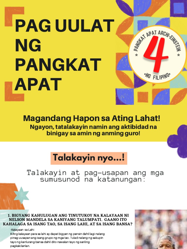 Pag Uulat NG Pangkat Apat - Pagdonsolan - Presenter PPT Layout | PDF