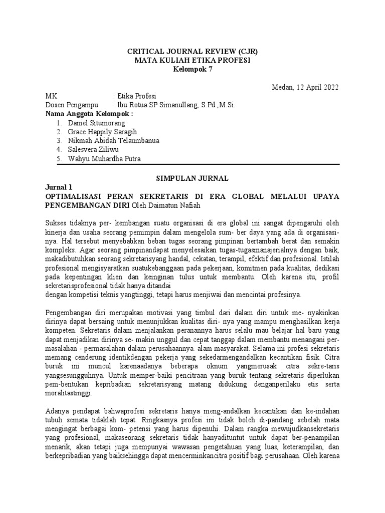 CJR Kel.7 Etika Profesi | PDF