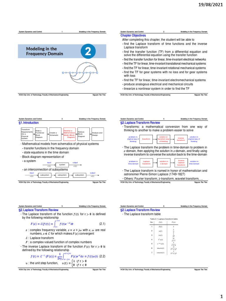 Laplace Transform in System Dynamics | PDF | Laplace Transform | Mathematical Concepts