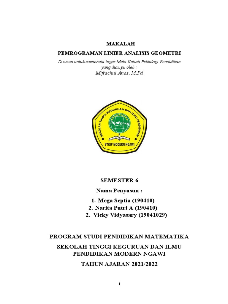 Makalah Pemrograman Linier Analisis Geometri | PDF