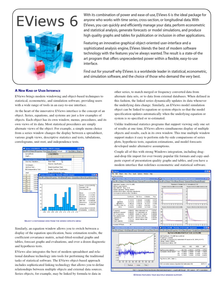 EViews 6.0 Brochure | PDF | Ordinary Least Squares | Regression Analysis